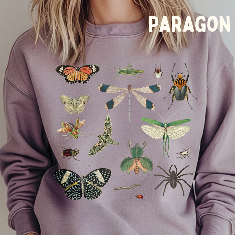 Vintage Cottagecore Butterfly Insect Sweatshirt Cozy Nature Jumper ...