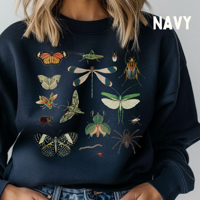 Vintage Cottagecore Butterfly Insect Sweatshirt Cozy Nature Jumper ...
