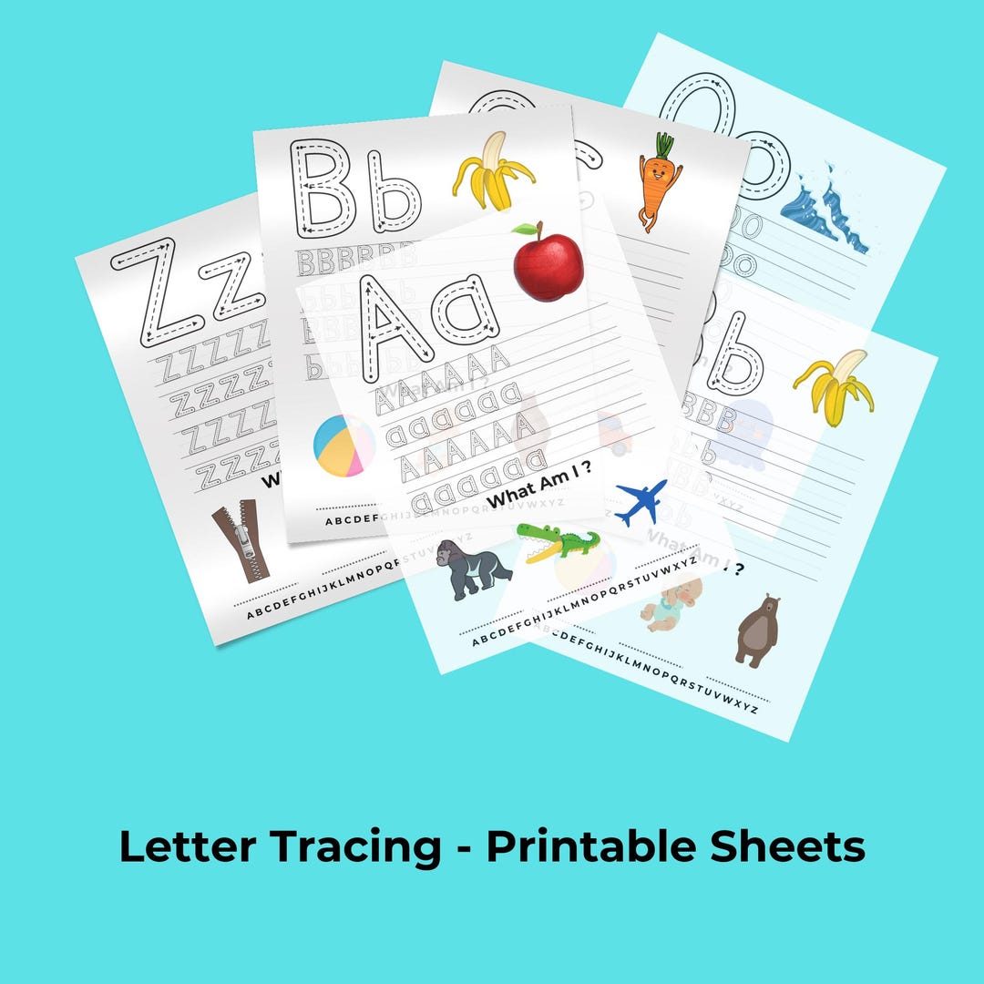 Letter Tracing Worksheets, 26 Traceable Letters, Printable, Children ...