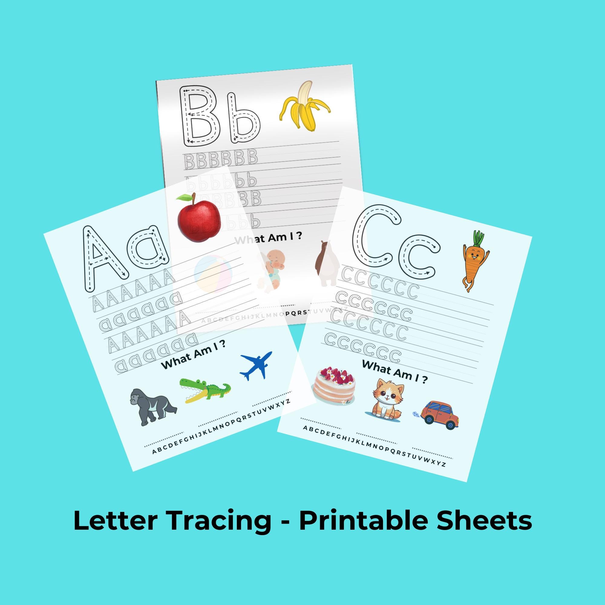 Letter Tracing Worksheets, 26 Traceable Letters, Printable, Children ...