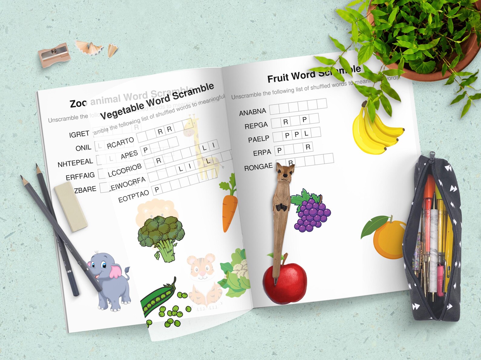 Preschool Word Scramble Sheets, Digital Print, Easy Puzzle, Children ...
