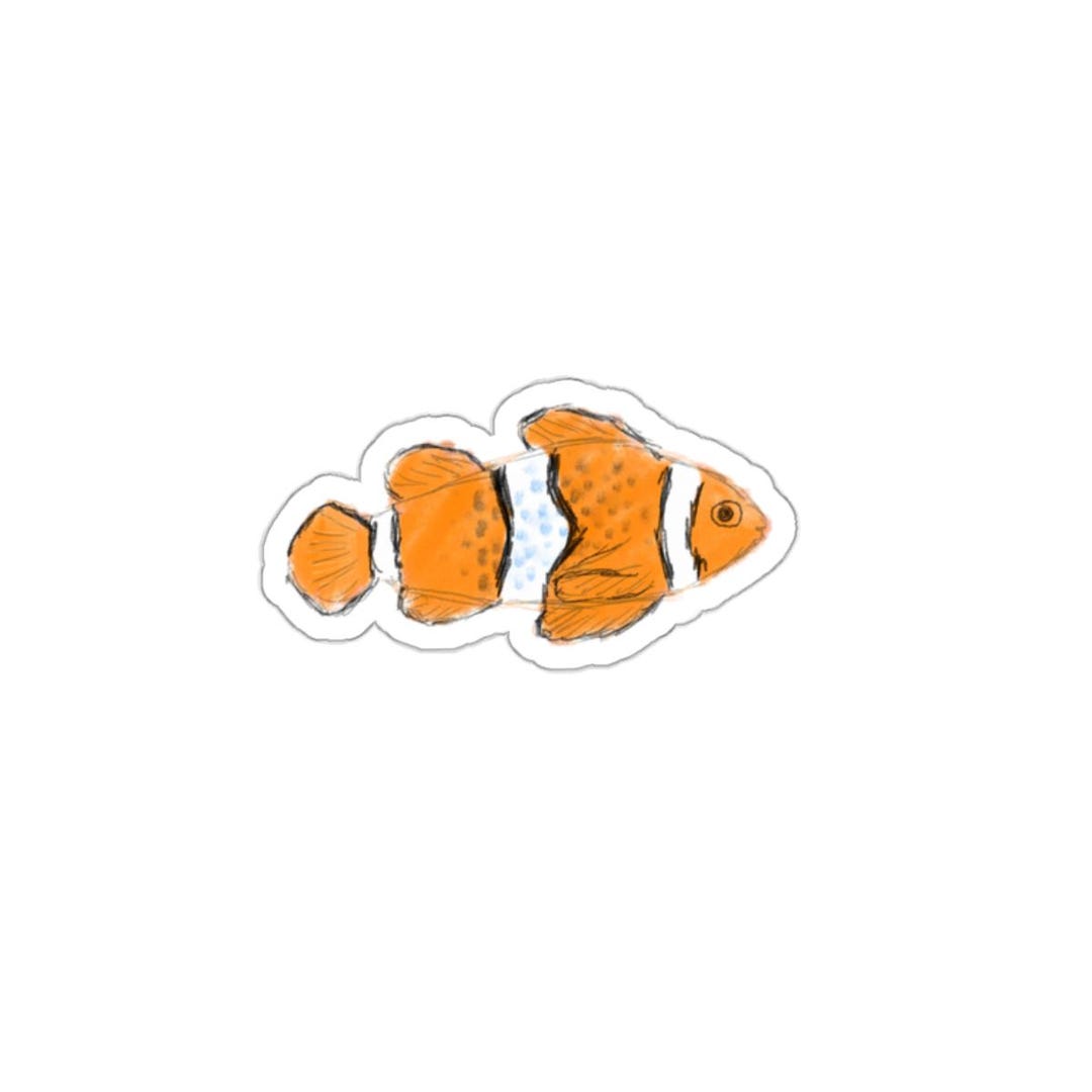Clownfish Sketch Vinyl Sticker, Ocean Animal Decal, Underwater Creature ...