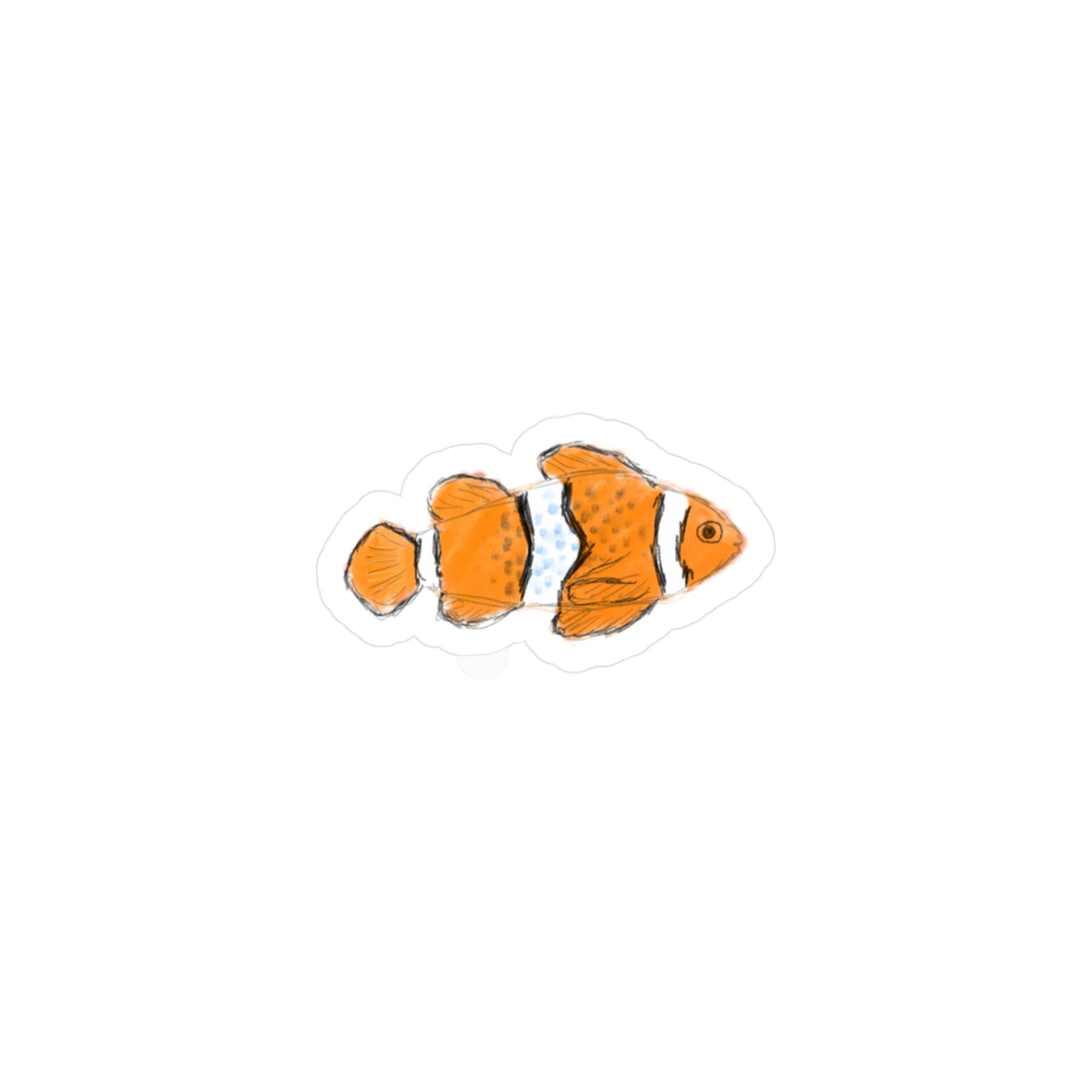 Clownfish Sketch Sticker, Ocean Decal, Underwater Creature, Sea Life ...
