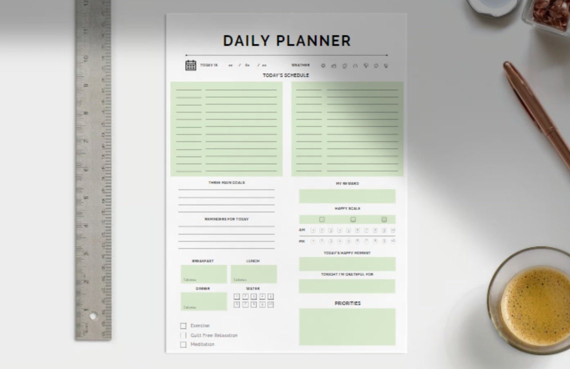 Digital Daily Planner Template - Etsy
