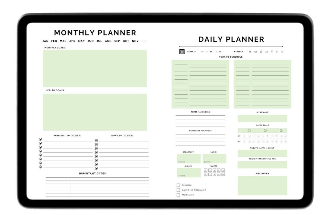 Digital Daily Planner Template - Etsy