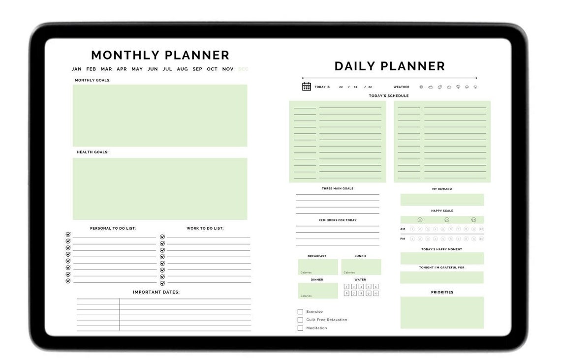 Digital Daily Planner Template - Etsy