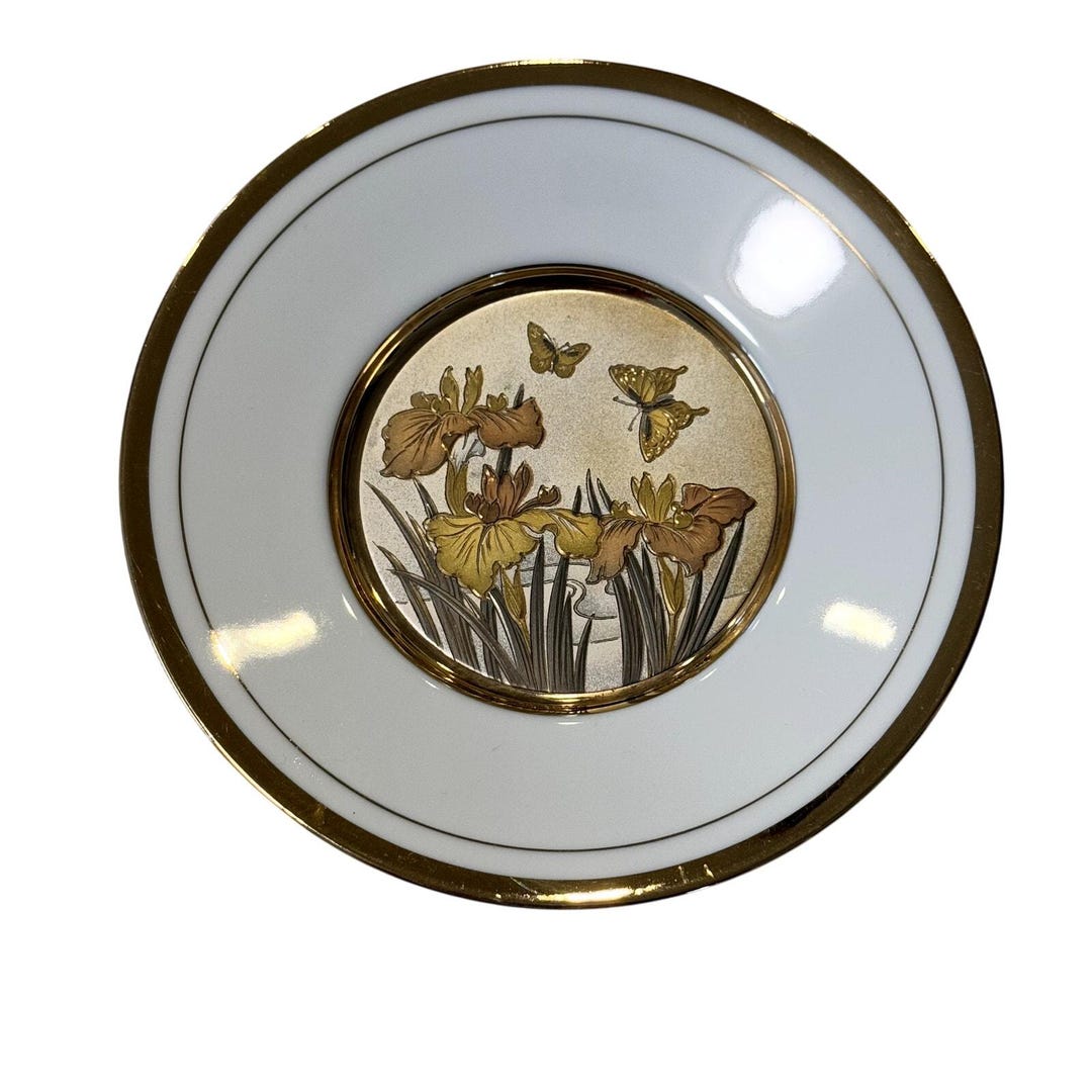 Chokin Art Collection 24KT Gold Rim 6" Plate With Two Butterflys - Etsy