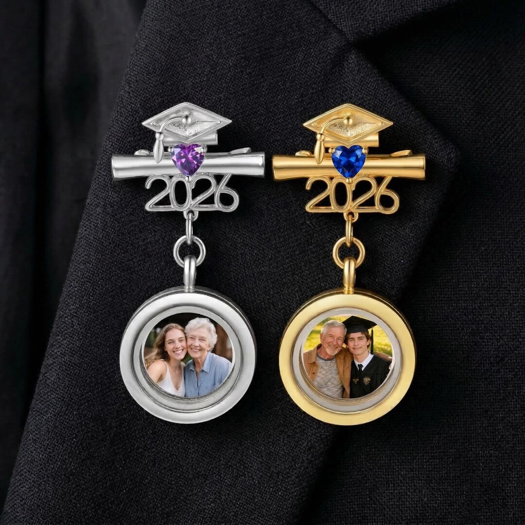Graduation Lapel Pin With Birthstone,single/double Sided Photo or Text ...