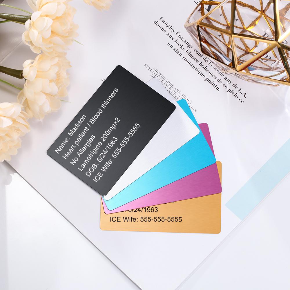 Personalized Medical ID Card for Wallet,engraved Emergency Contact Card ...