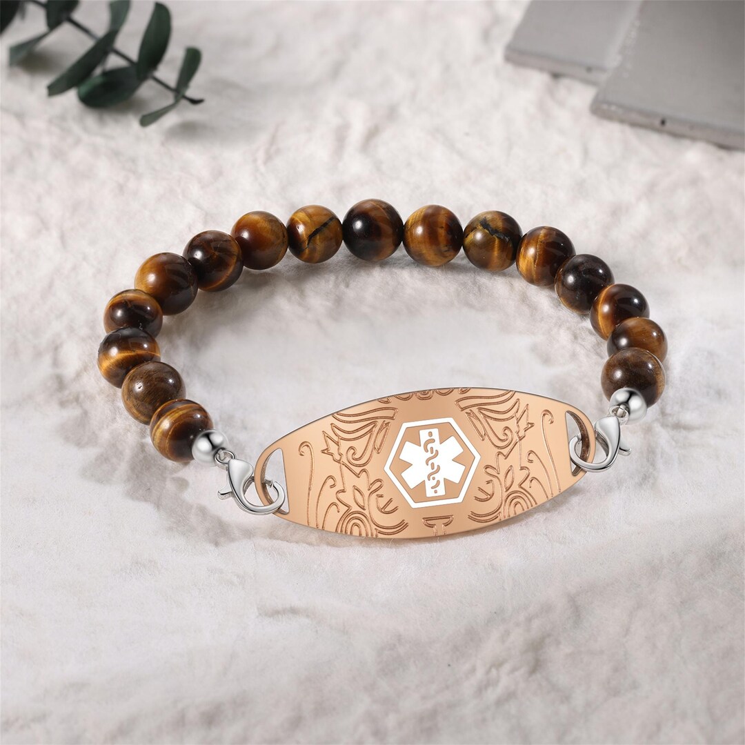 Personalized Medical Alert Bracelet for Women,beaded Medical ID ...