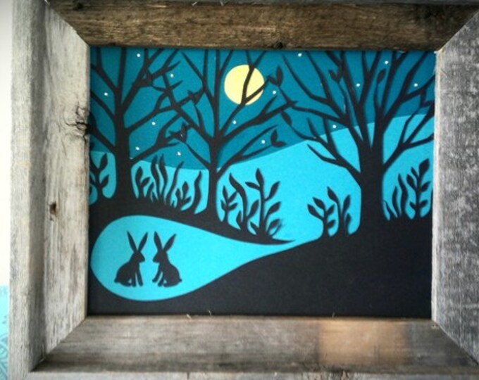 Nocturnal Paper Collage Cut Paper Art From Papermichelle - Etsy