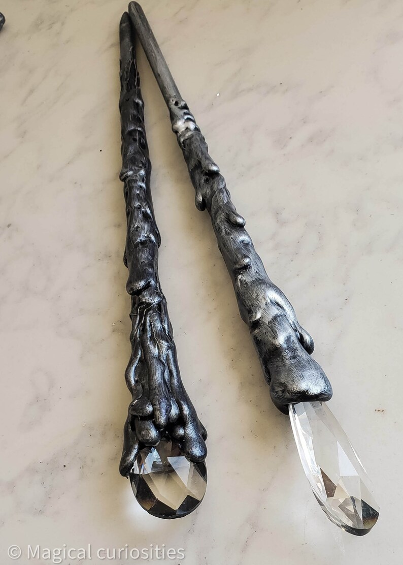 Crystal Drip Wand Silver Wand Crystal Wand Witch Wand | Etsy