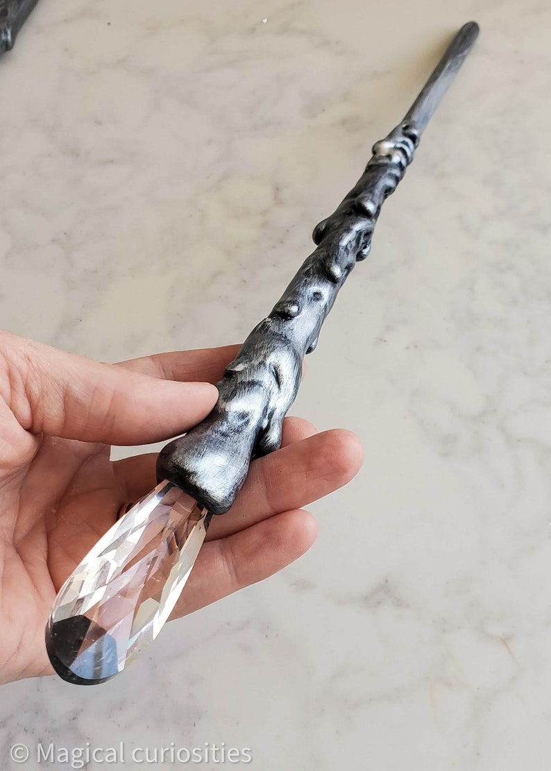Crystal Drip Wand Silver Wand Crystal Wand Witch Wand | Etsy