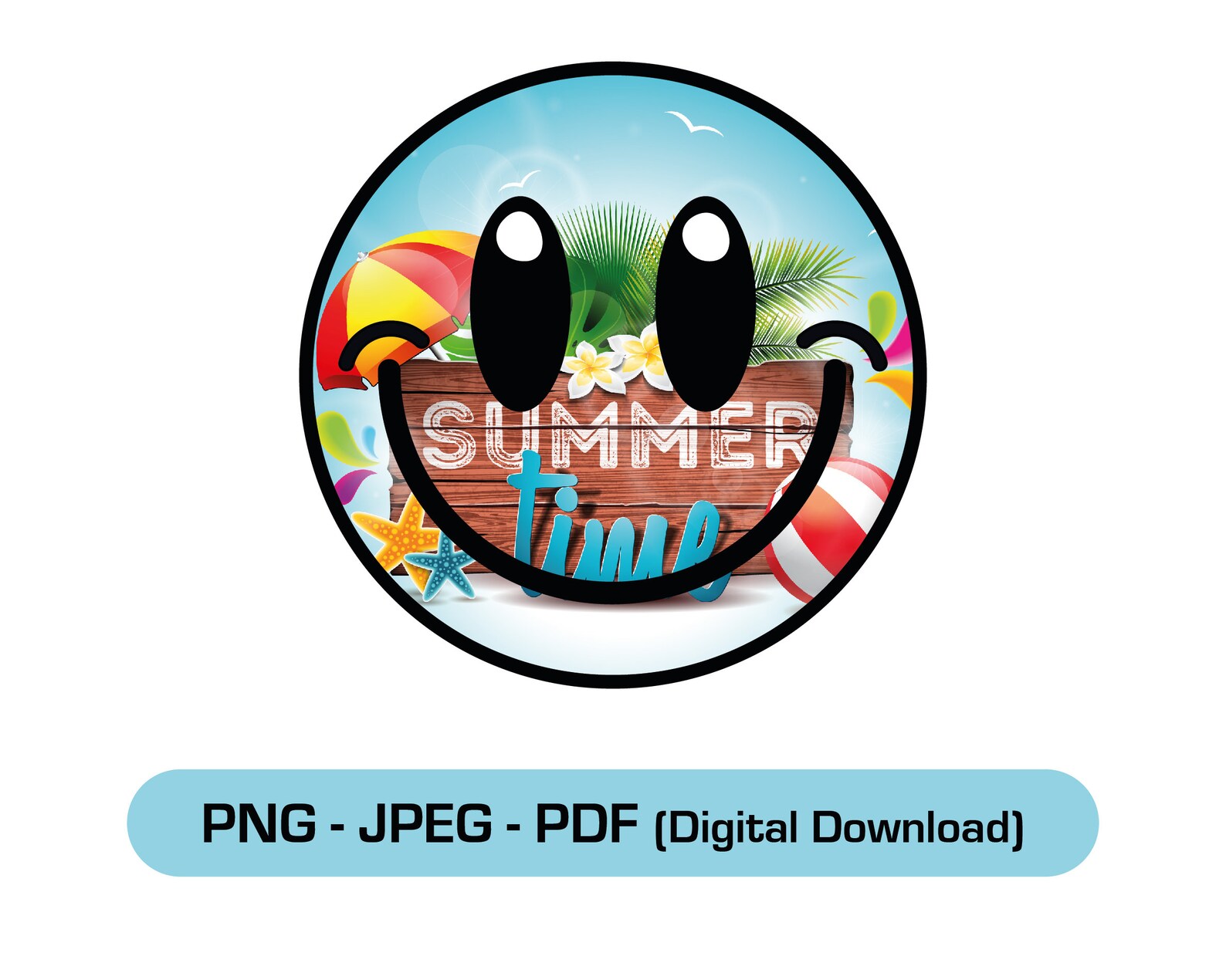 Sunshine Smile PNG, Summer Fun Smile PNG, Sunny Smile PDF, Beach Smile ...