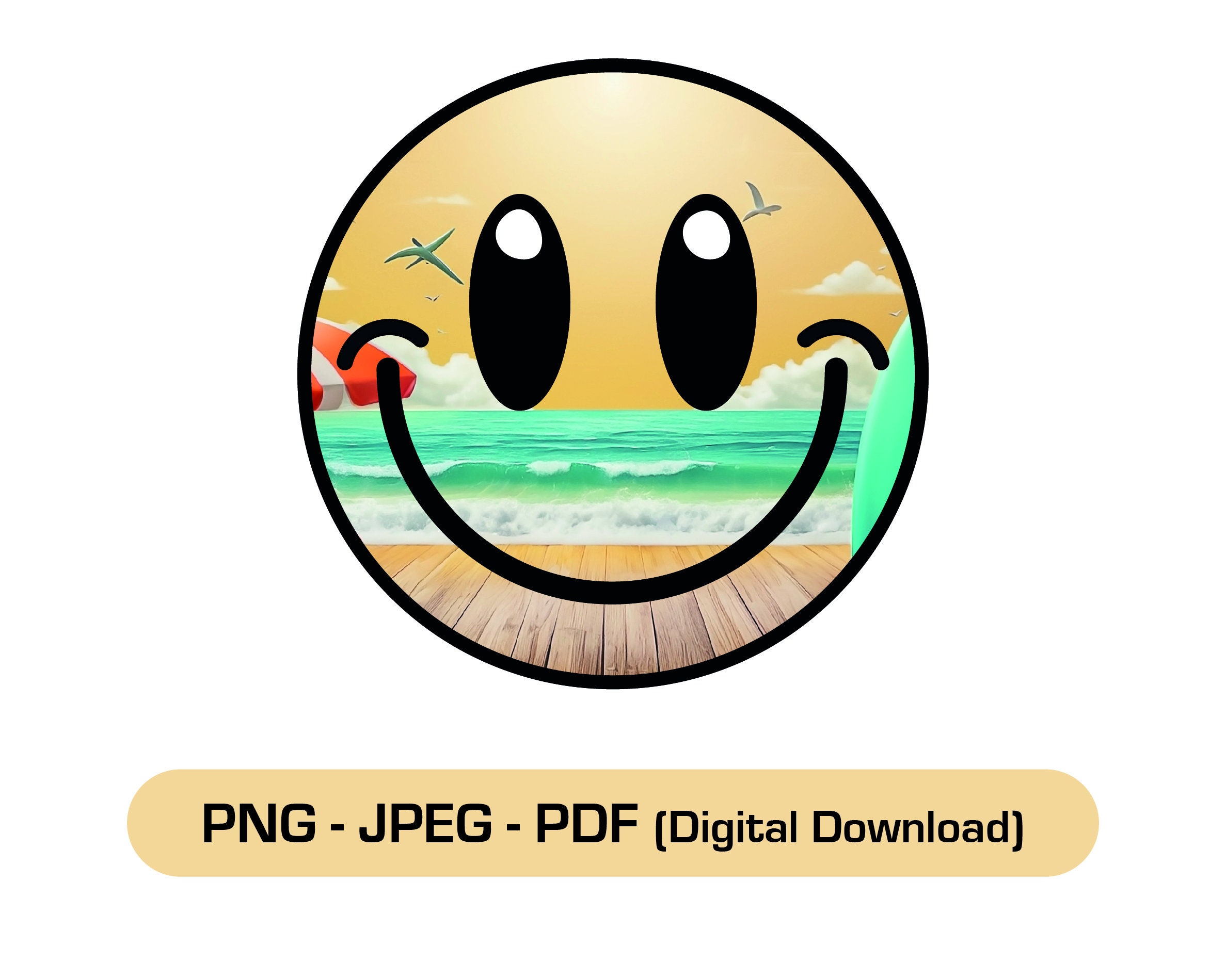 Summer Smile Icon PNG, Sunny Smile PNG, Sunny Smile PDF, Beach Smile ...