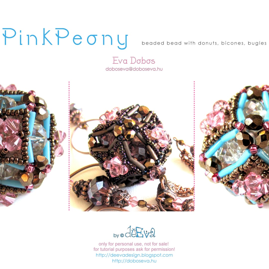 Bead Pattern / Tutorial / Instruction - Pink Peony - Beaded Bead - PDF ...