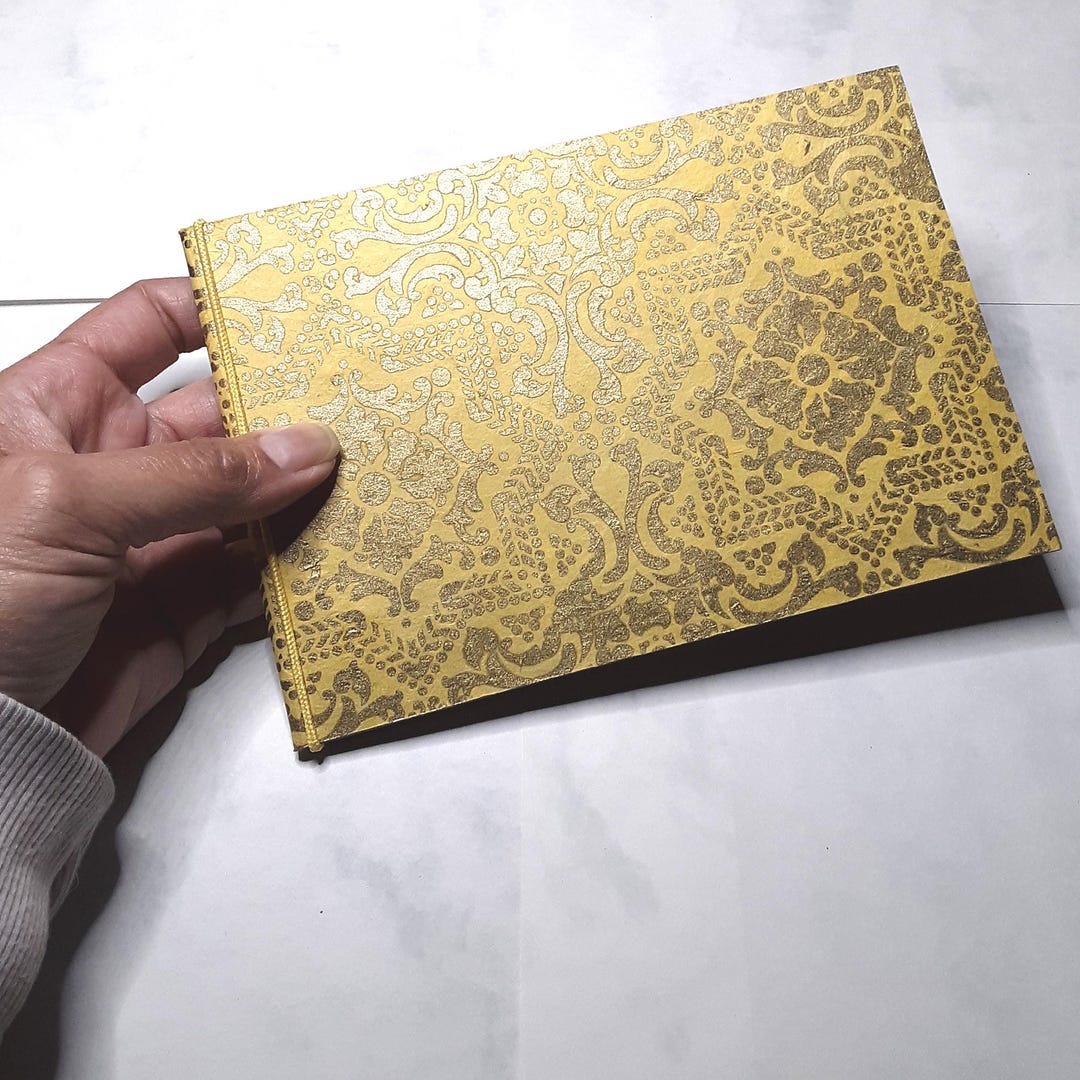 4 X 6 Mini Photo Album, Gold Tile Pattern Over Yellow, Large Tile ...
