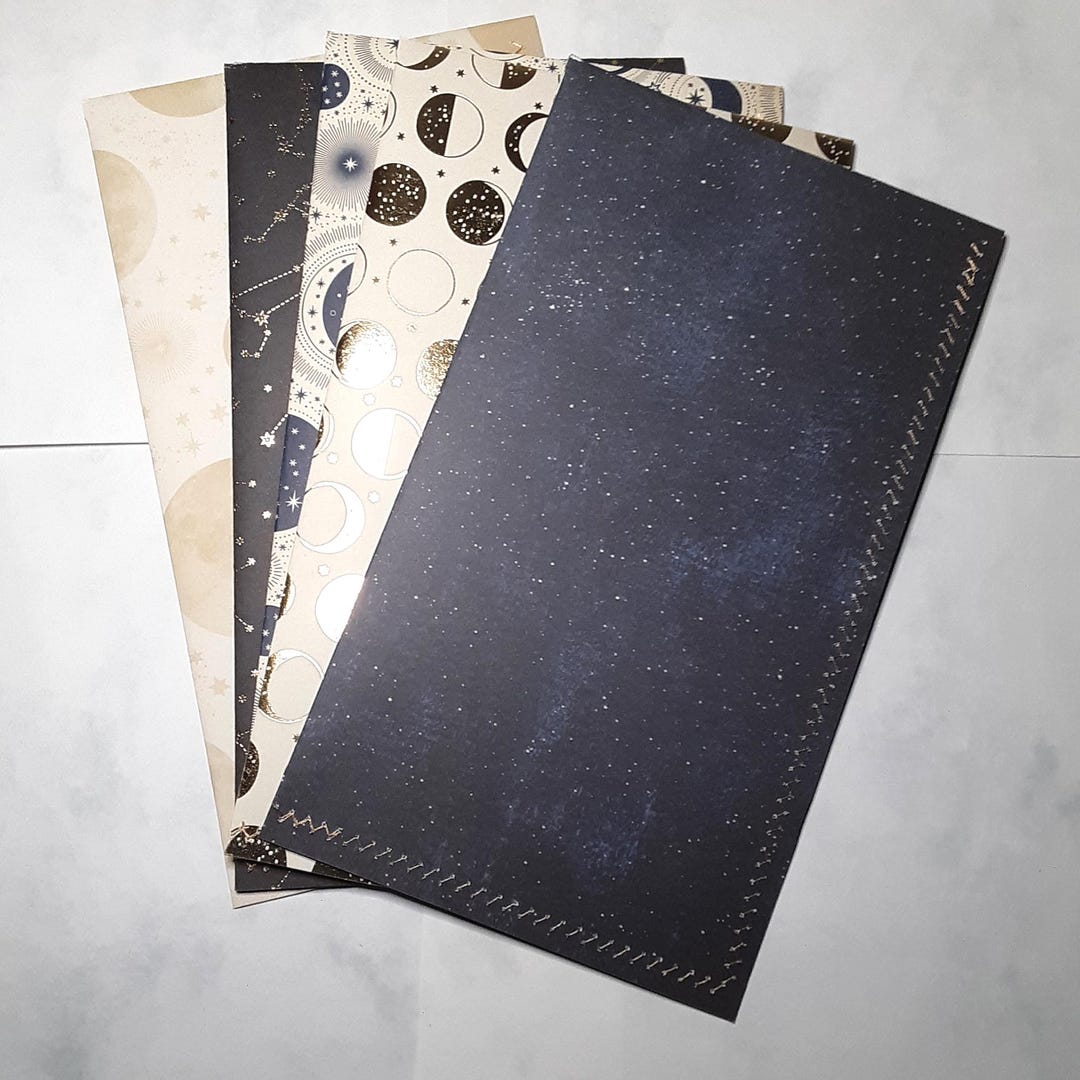 Night Sky Mailing Envelopes: Celestial Cardstock With Gold Stitching - Etsy