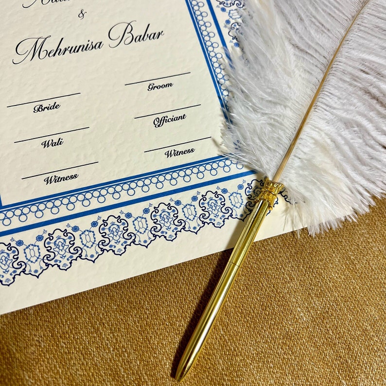 A4 Luxury Nikkah Certificate With Feather Pen and Gold Frame Nikkah ...