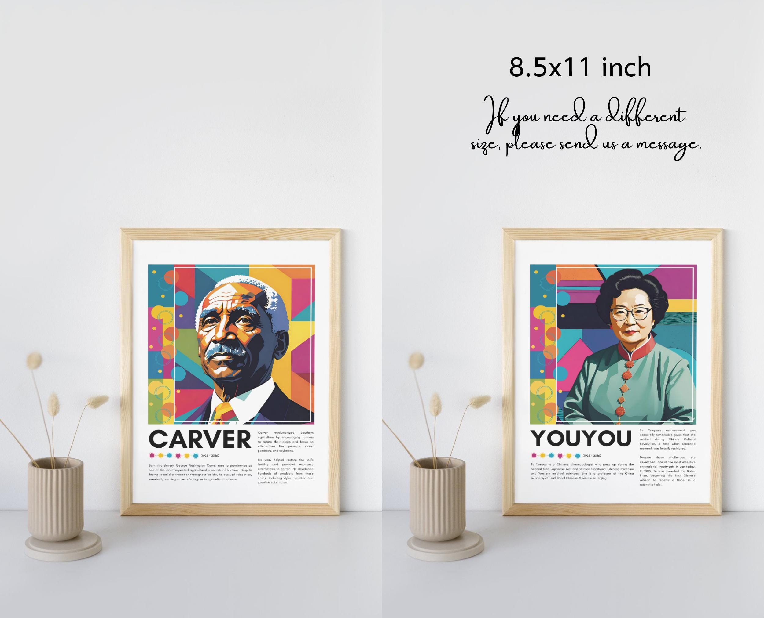 Set of 15 Printable Famous Scientists Posters - Retro Style Wall Art ...