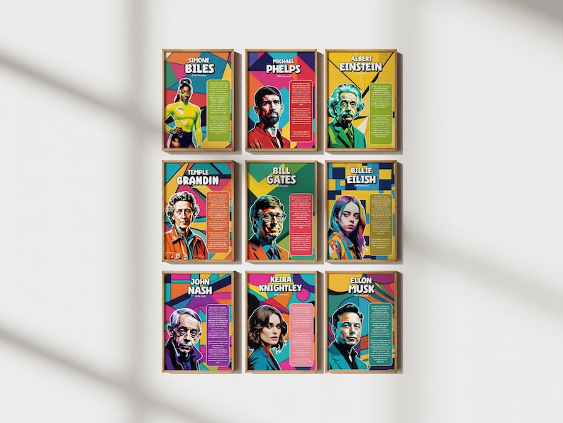 Set of 20 Printable Posters Famous Neurodivergent Individuals, National ...