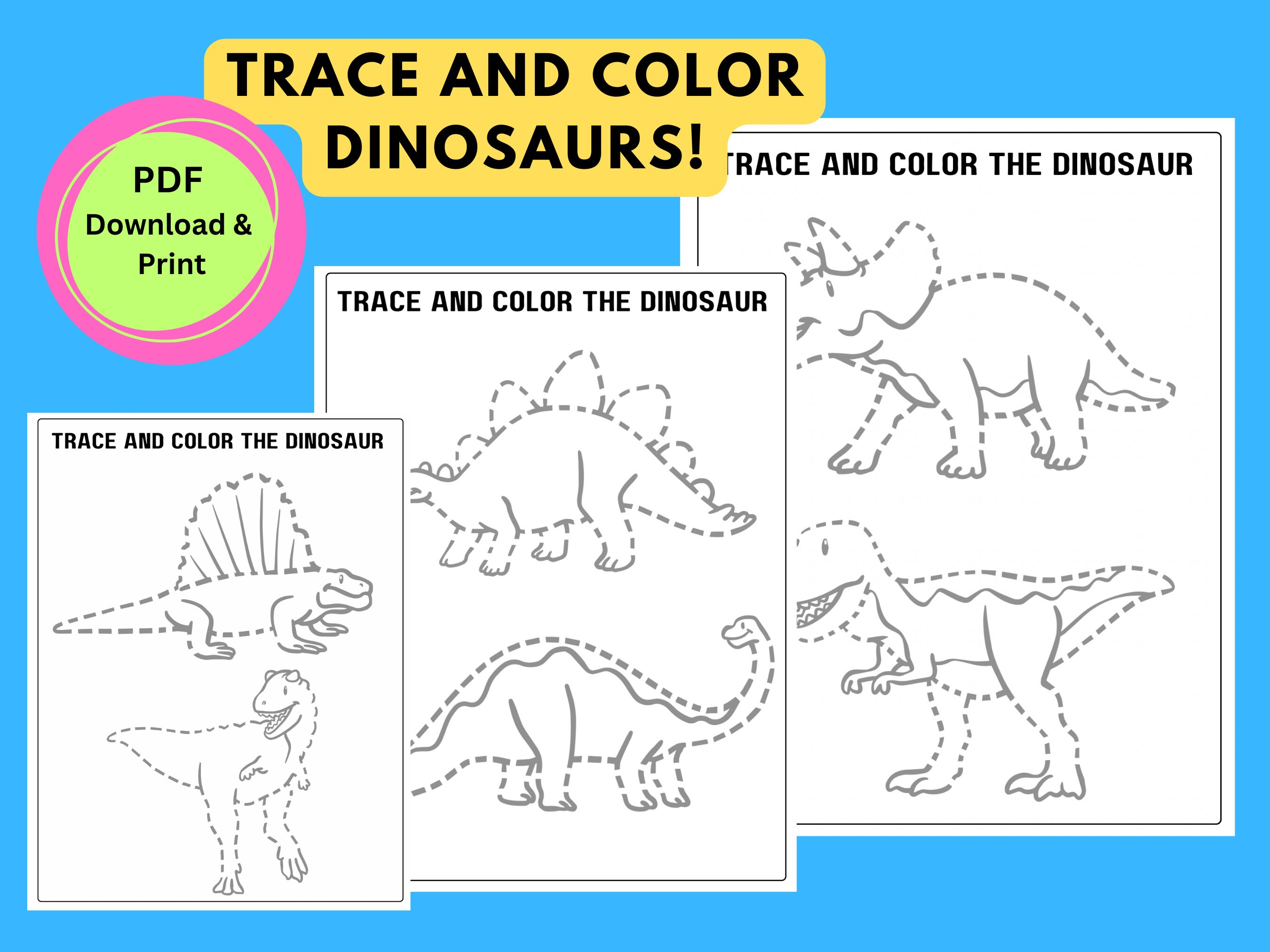 50 Dinosaur Coloring Printable Bundle Dinosaur Activity Dinosaur Pages ...