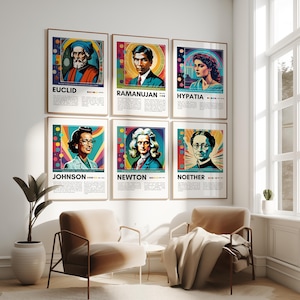 Set of 15 Printable Mathematicians Posters (set 2) for Math Classroom ...