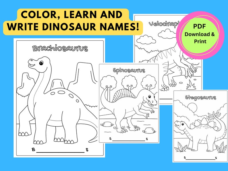 50 Dinosaur Coloring Printable Bundle Dinosaur Activity Dinosaur Pages ...