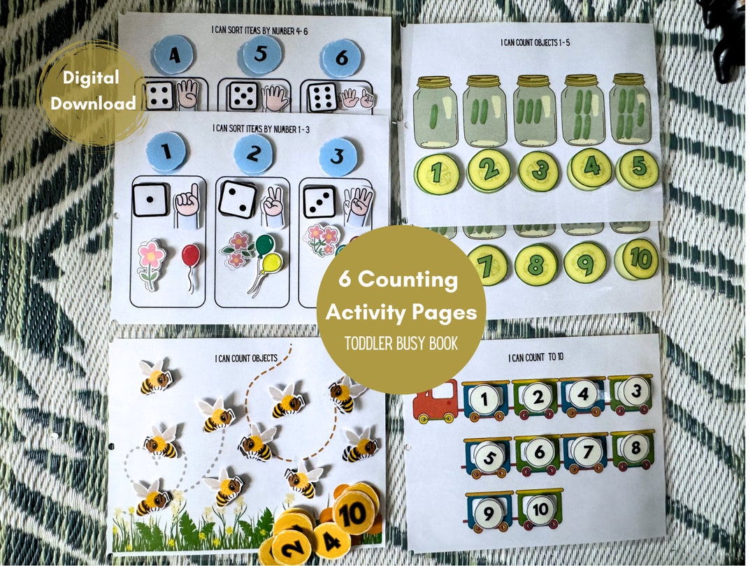 Printable Busy Book, Counting Matching Sorting Numbers Activity ...