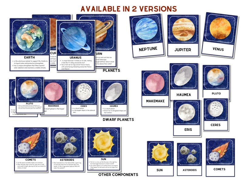 Printable Solar System Flashcards, Planets Flashcards, Science ...
