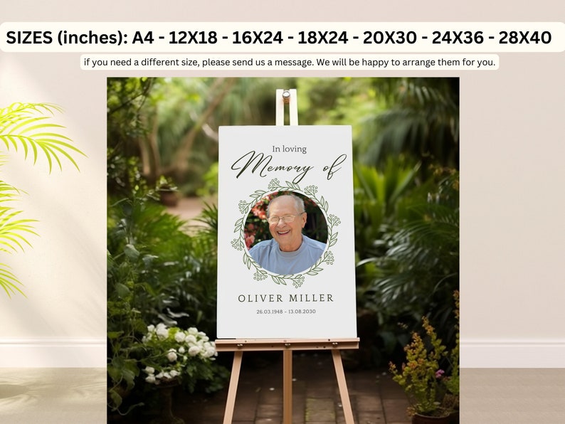 Editable Simple Green Floral Funeral Welcome Sign Template, Simple ...