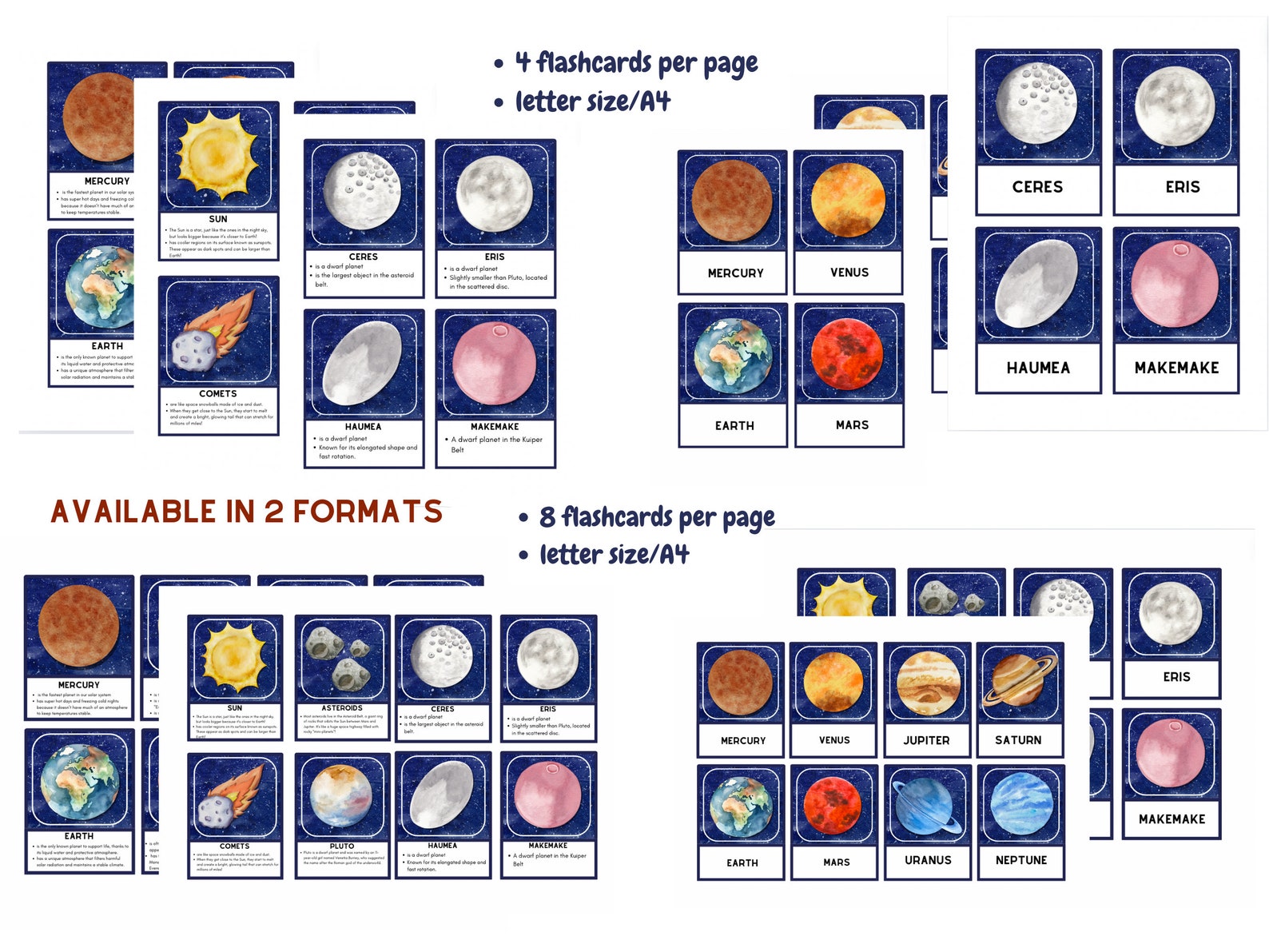 Printable Solar System Flashcards, Planets Flashcards, Science ...