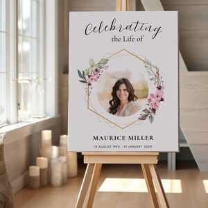 Editable Floral Funeral Memorial Sign Template, Funeral Welcome Poster ...
