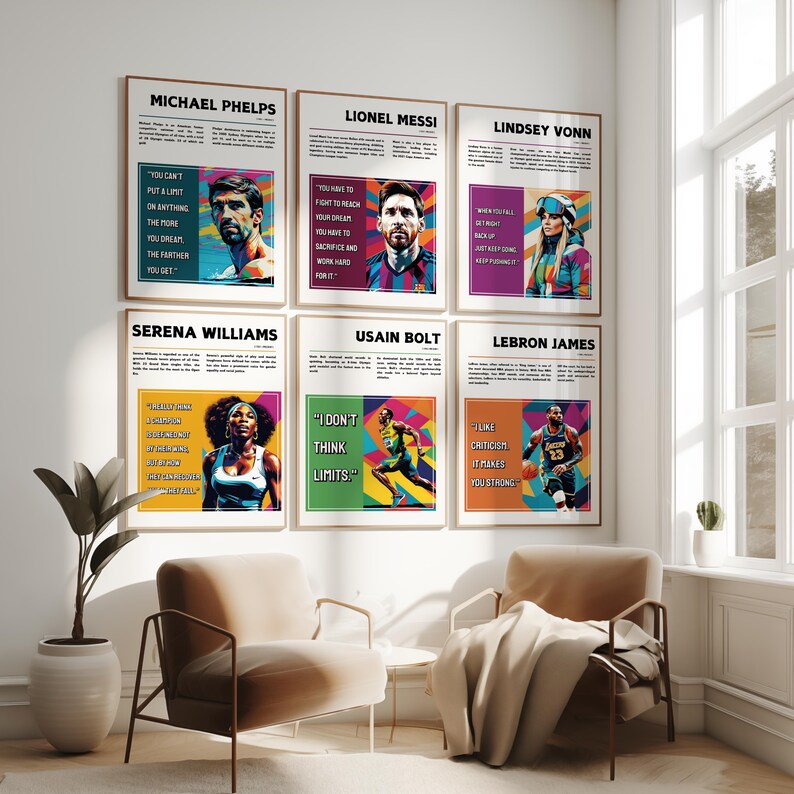 Set of 16 Printable Famous Athletes Posters, Famous Sports Person ...