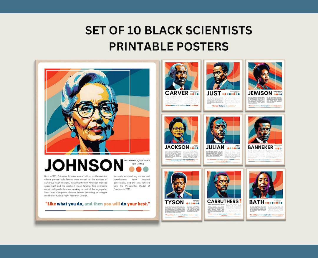 Set of 10 Printable Black STEM Scientists Posters for Science Wall Art ...