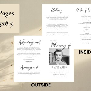 Editable Funeral Program Template, Memorial Program, Memorial Service ...