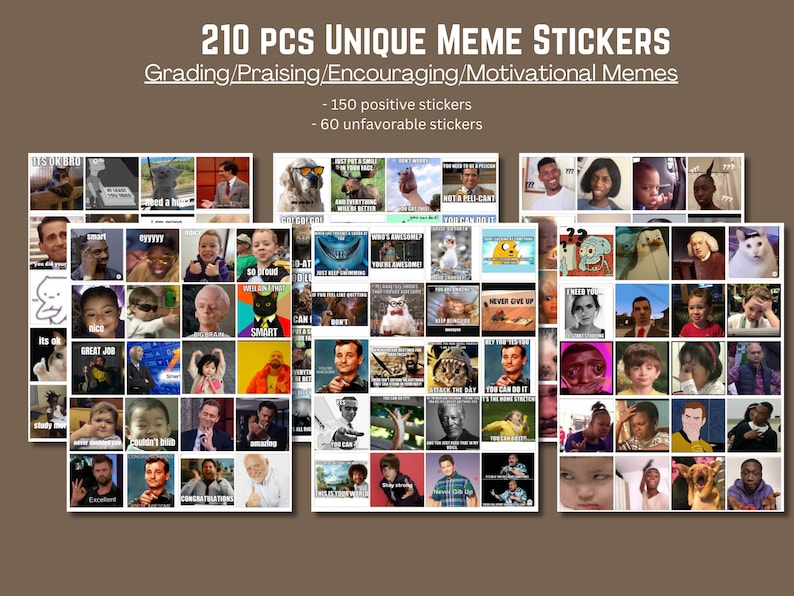 Printable Meme Stickers for Teachers, Grading Rewards Encouraging ...
