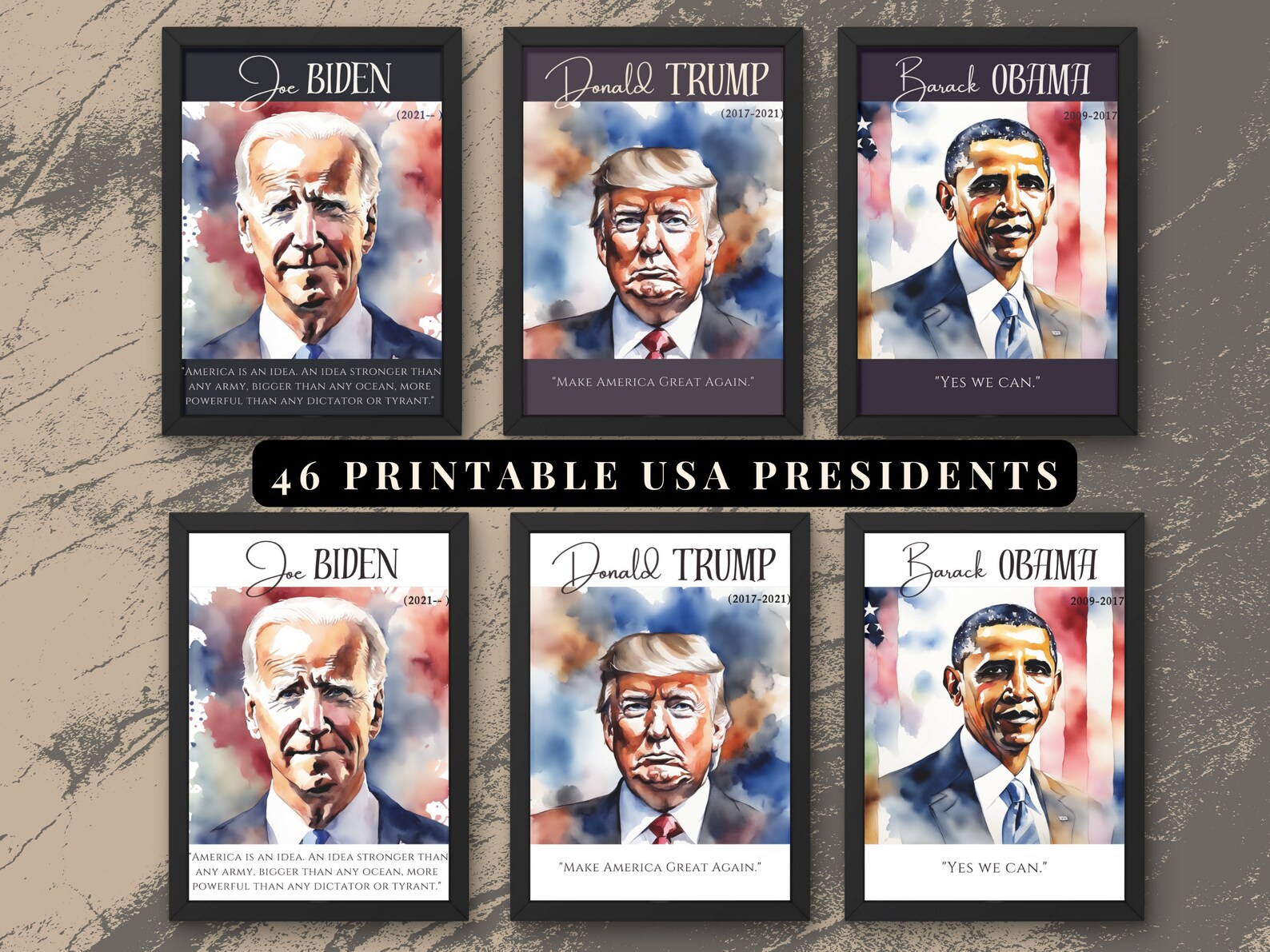 46 United States Presidents Printable Watercolor Poster - Available in ...