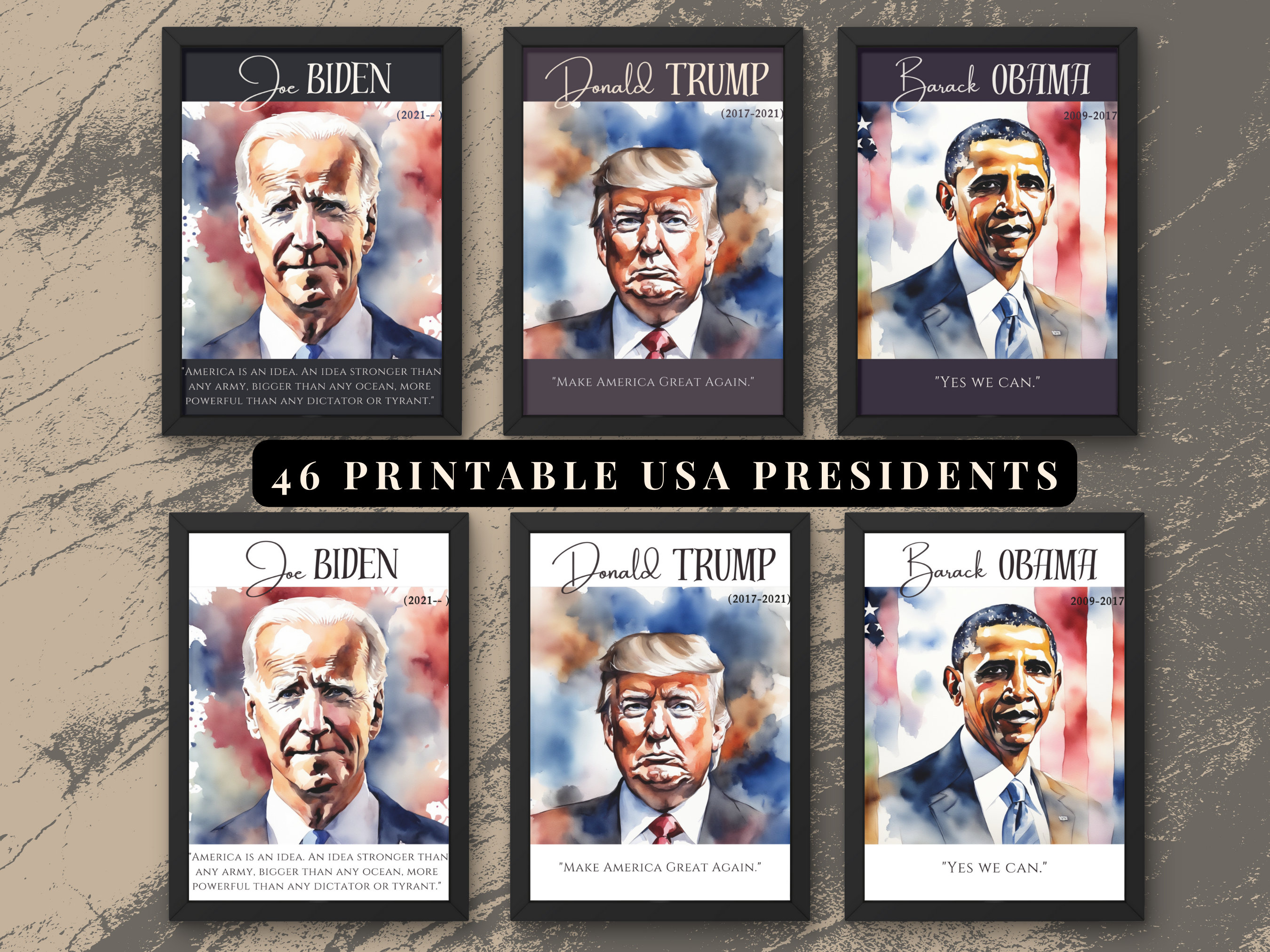 46 United States Presidents Printable Watercolor Poster - Available in ...