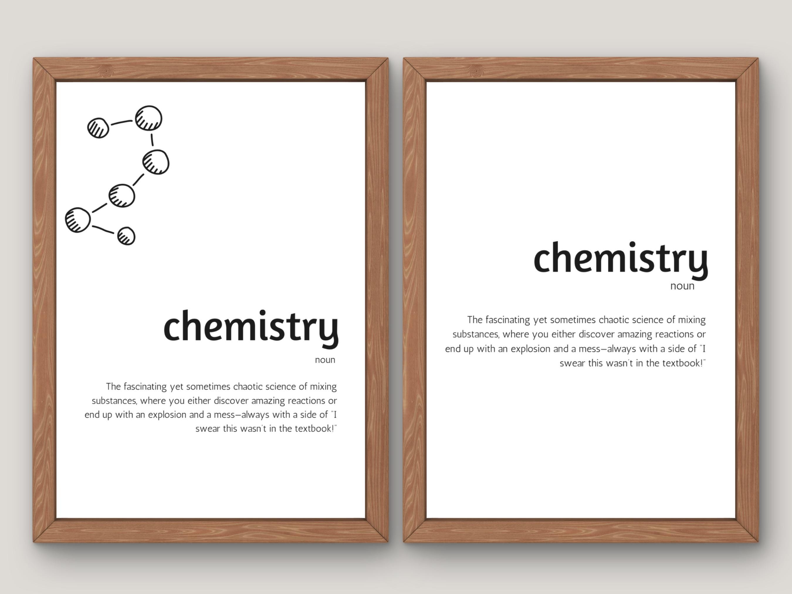 Printable Set of 8 Funny Minimalist Science Chemistry Biology Physics ...