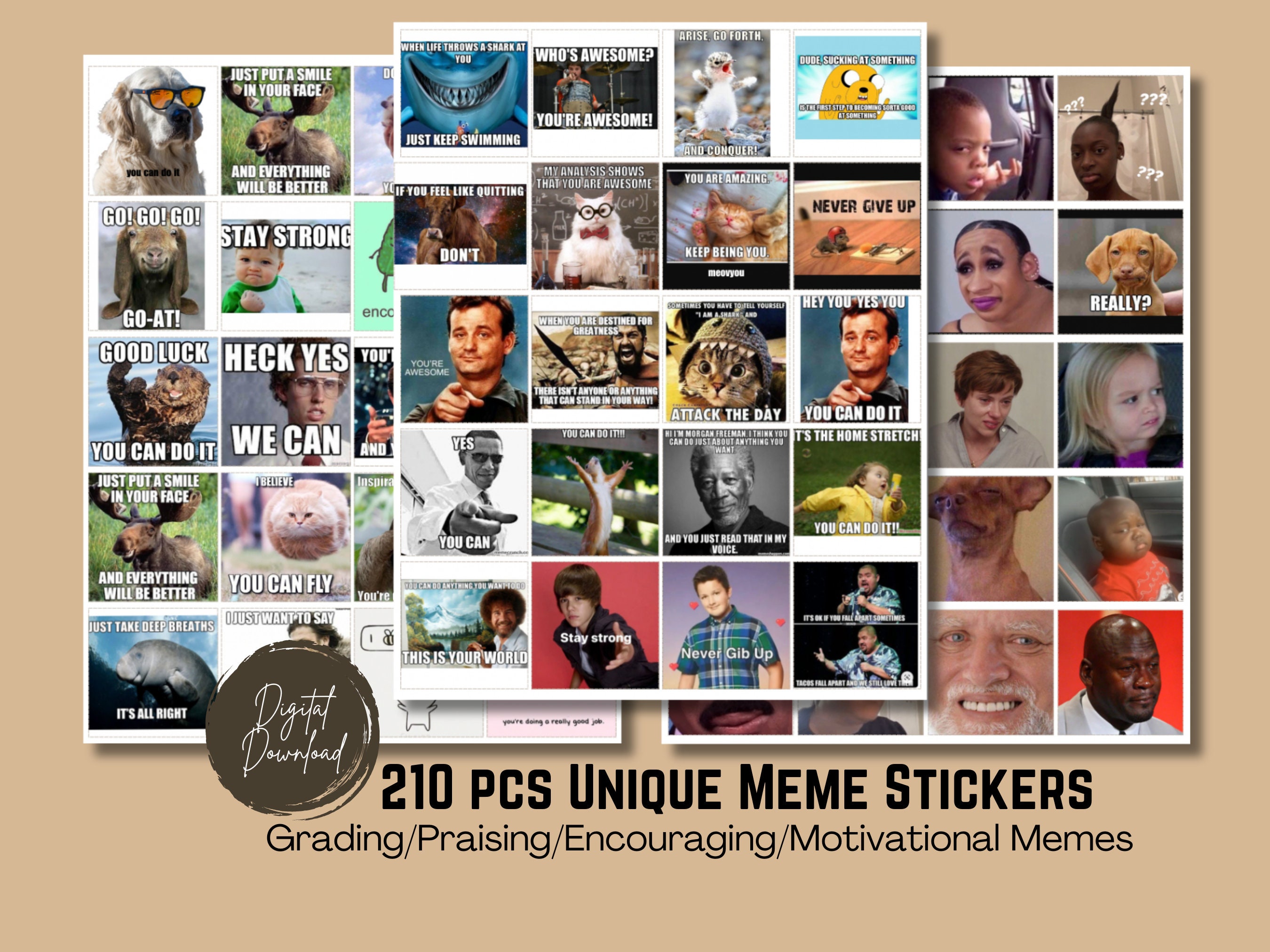 Printable Meme Stickers for Teachers, Grading Rewards Encouraging ...