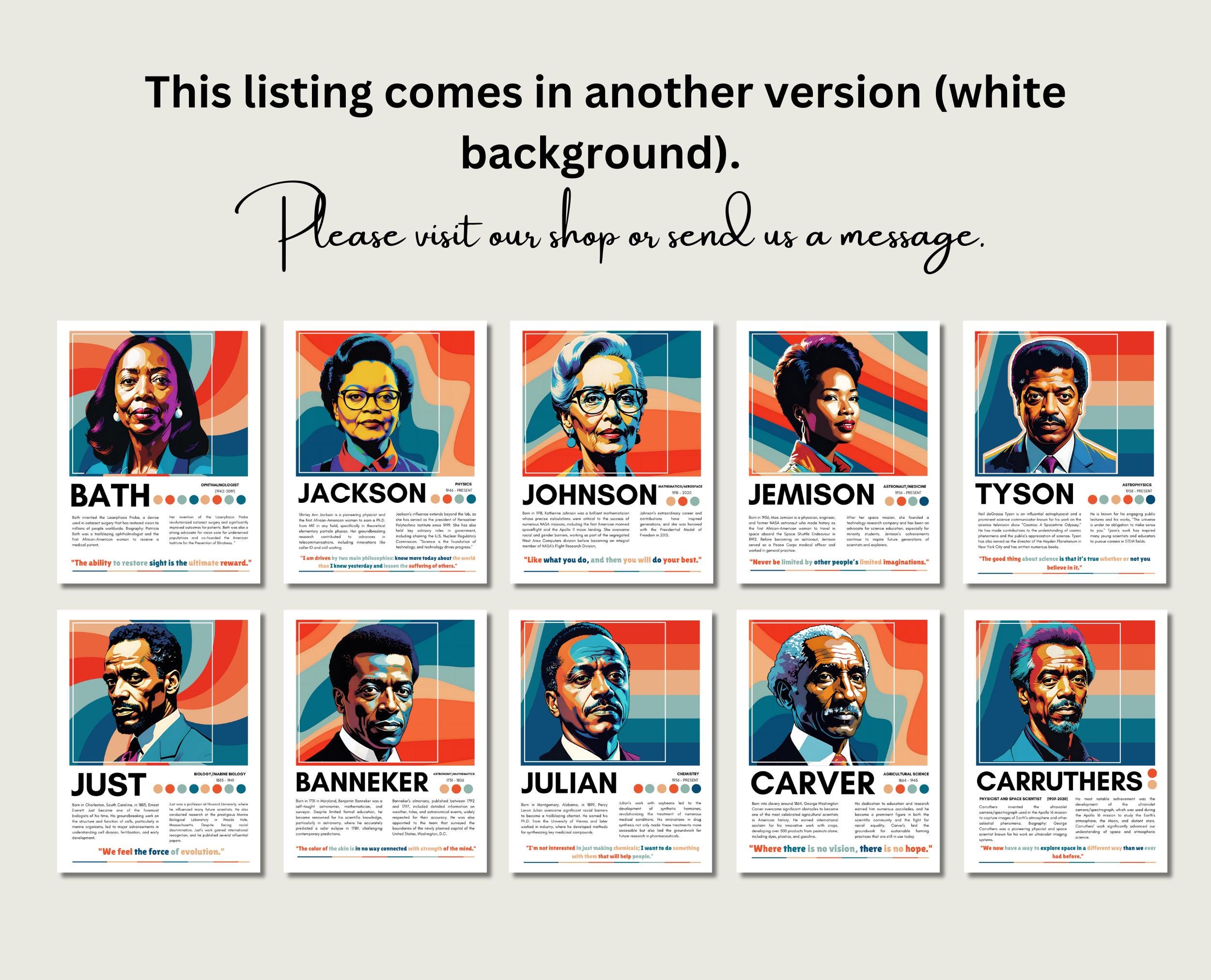 Set of 10 Printable Famous Black STEM Scientist Posters - Retro Themed ...