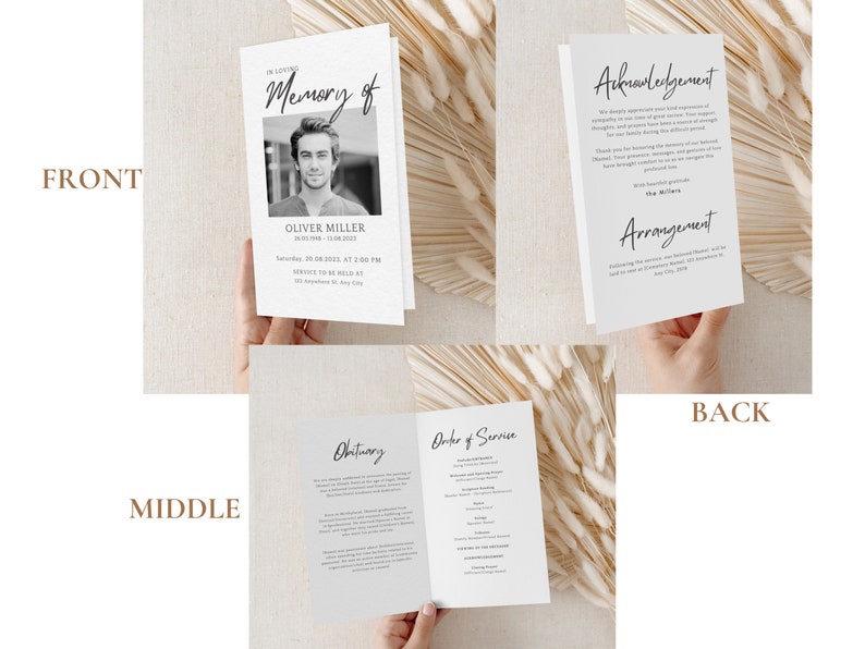 Editable Funeral Program Template, Memorial Program, Memorial Service ...