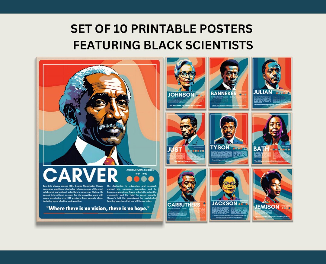 Set of 10 Printable Famous Black STEM Scientist Posters - Retro Themed ...