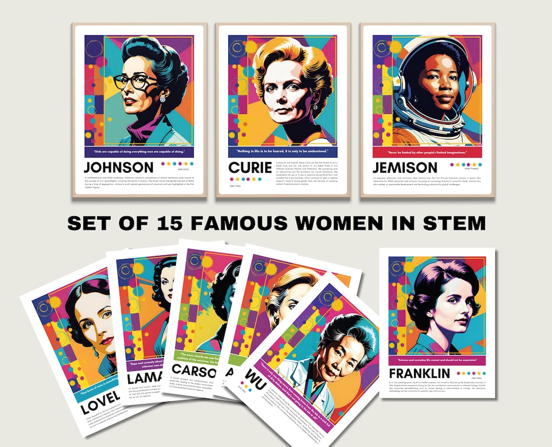 Set of 15 Inspirational Women in Science Printable Retro Theme Posters ...