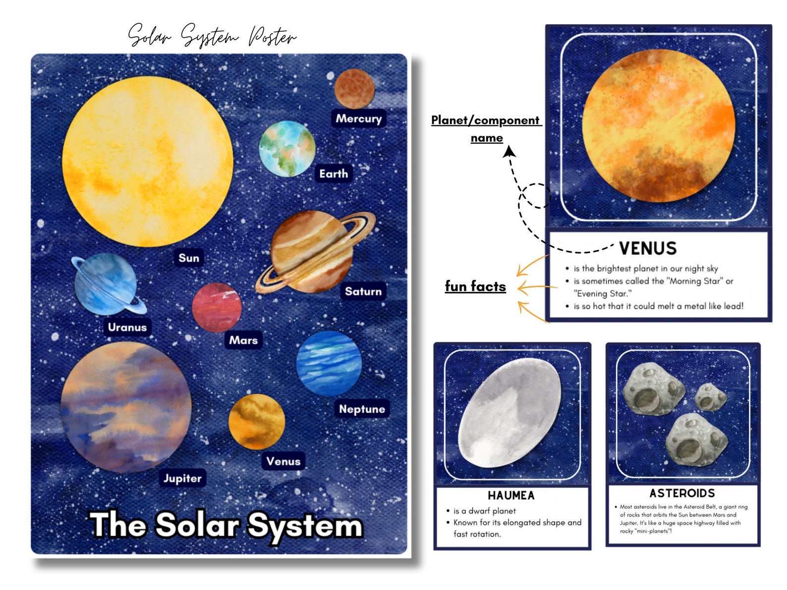 Printable Solar System Flashcards, Planets Flashcards, Science ...