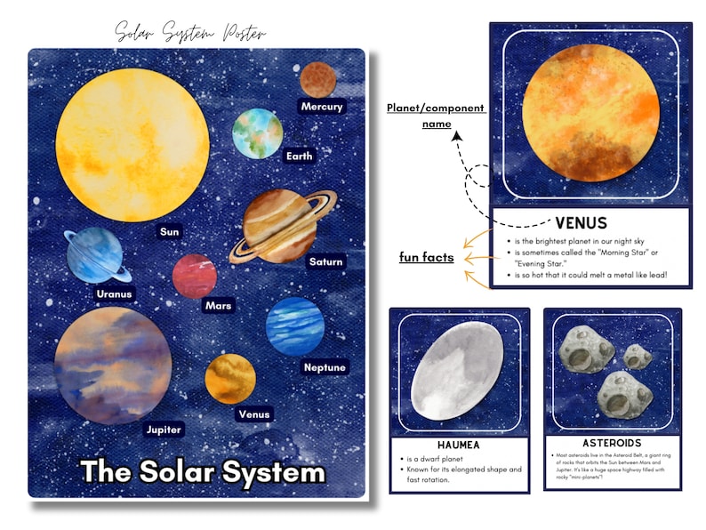 Printable Solar System Flashcards, Planets Flashcards, Science ...