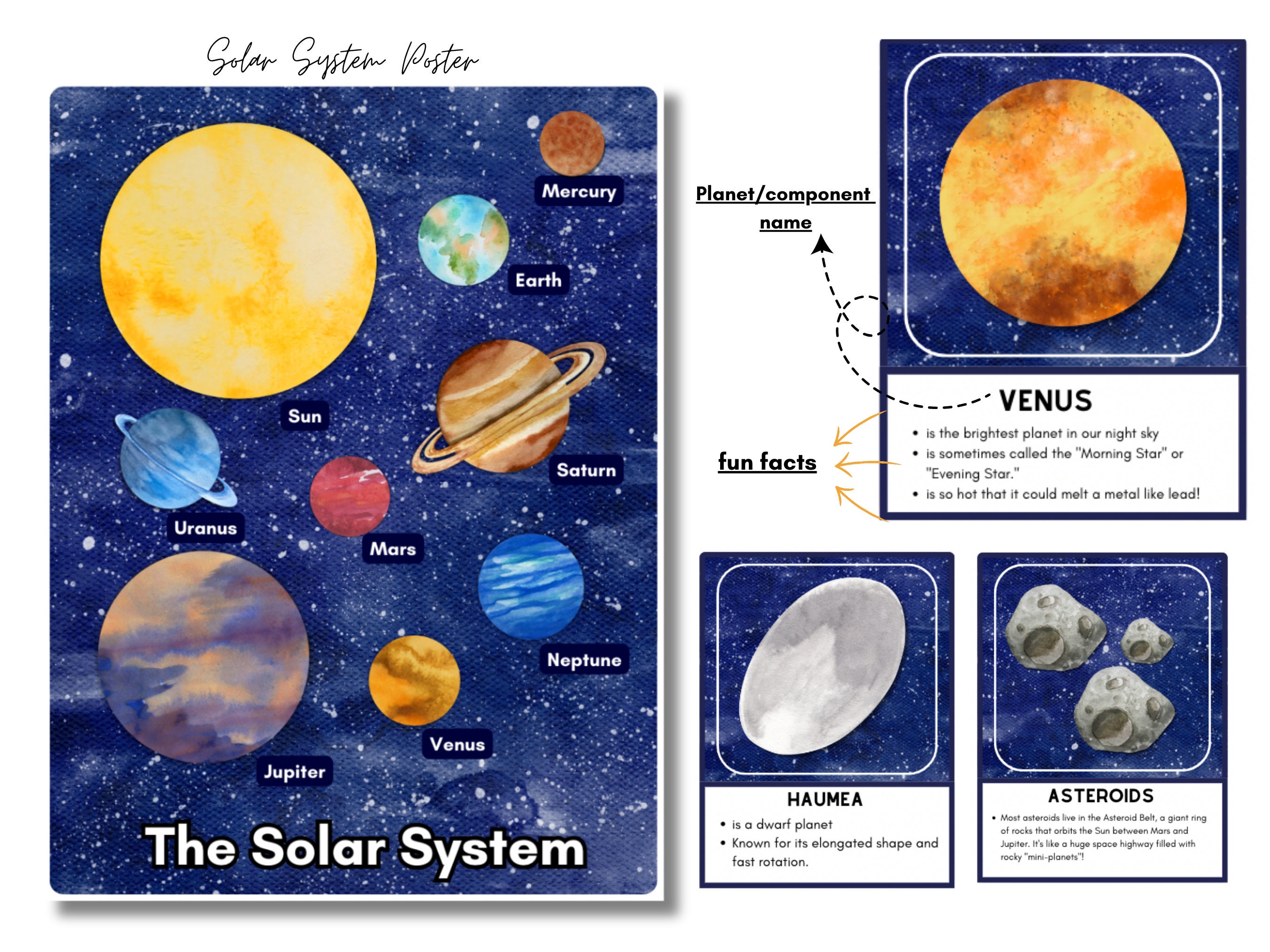 Printable Solar System Flashcards, Planets Flashcards, Science ...