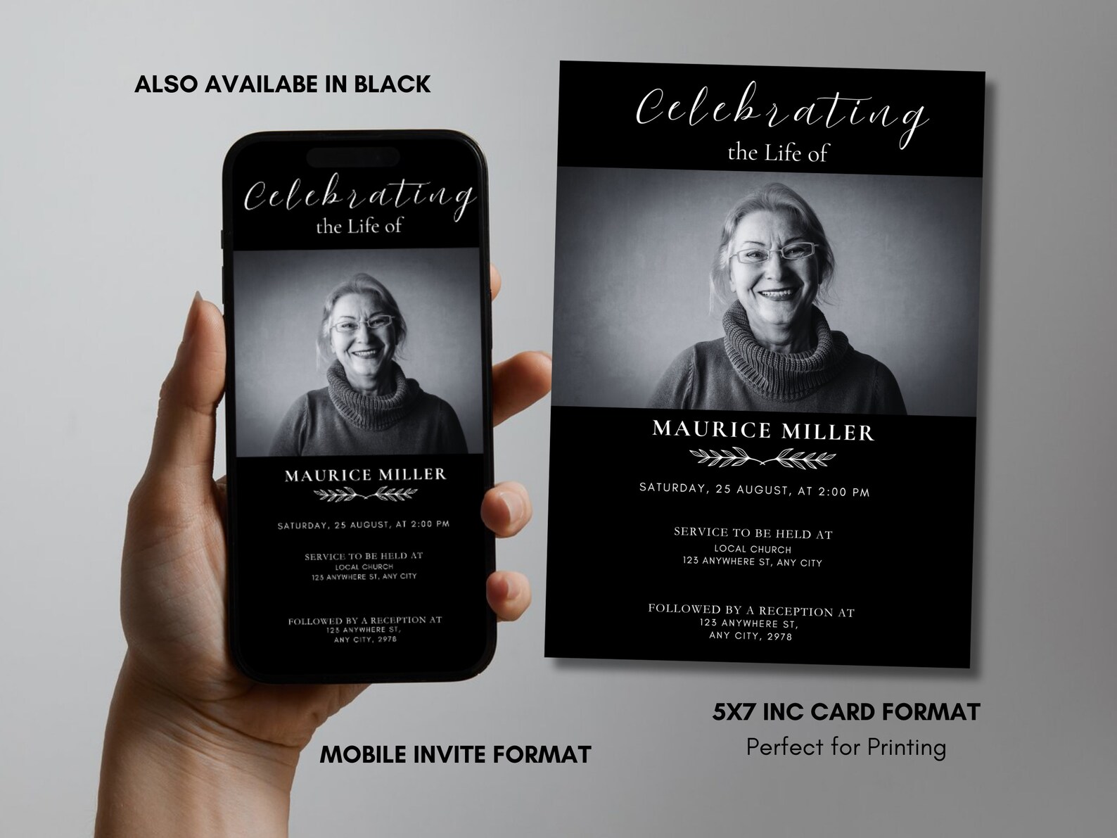 Memorial Invitation Template, Celebration of Life Invitation, Funeral ...