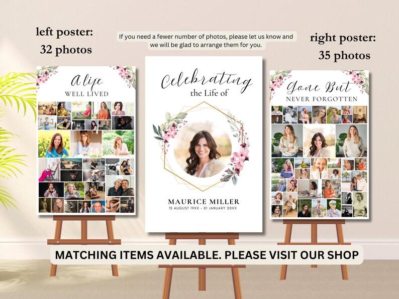 Editable Floral Funeral Memorial Sign Template, Funeral Welcome Poster ...